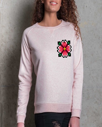 Sweat Femme Pixel Fleur - Sweat-shirt Tendance Pixel Art | Grafitee